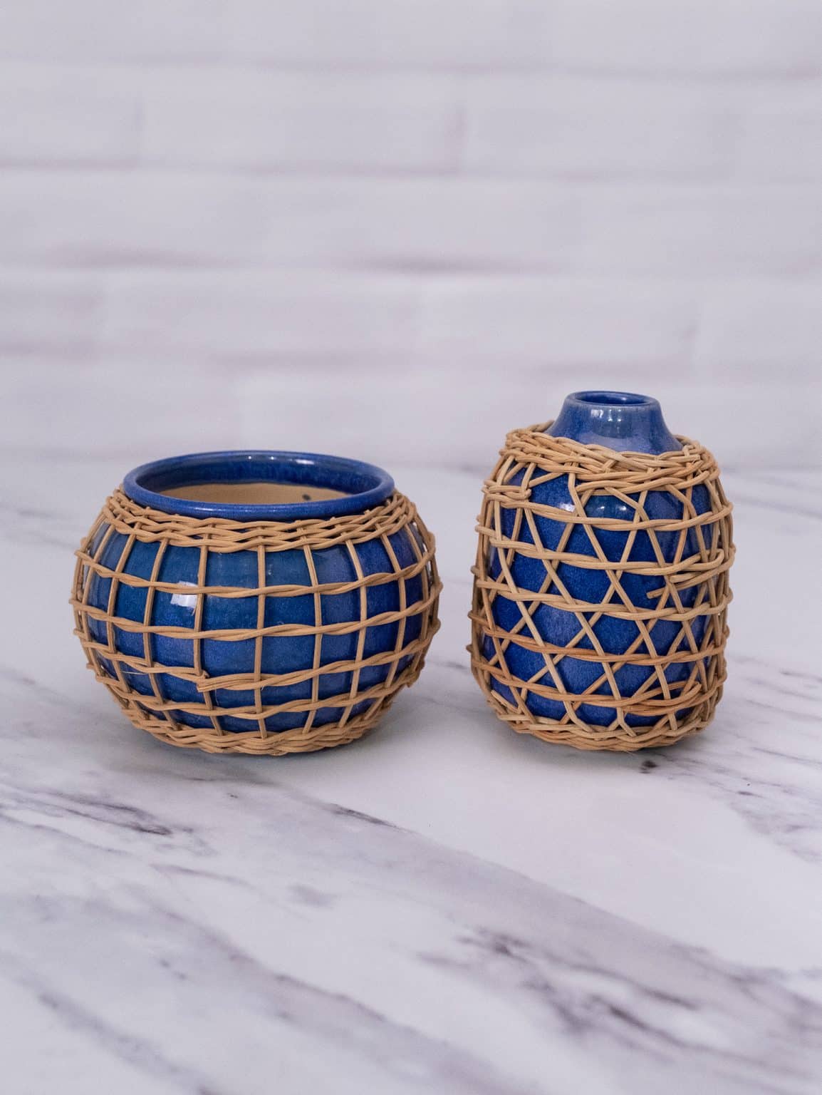 Rattan Wrapped Handle Vase Medium - Made Market Co.