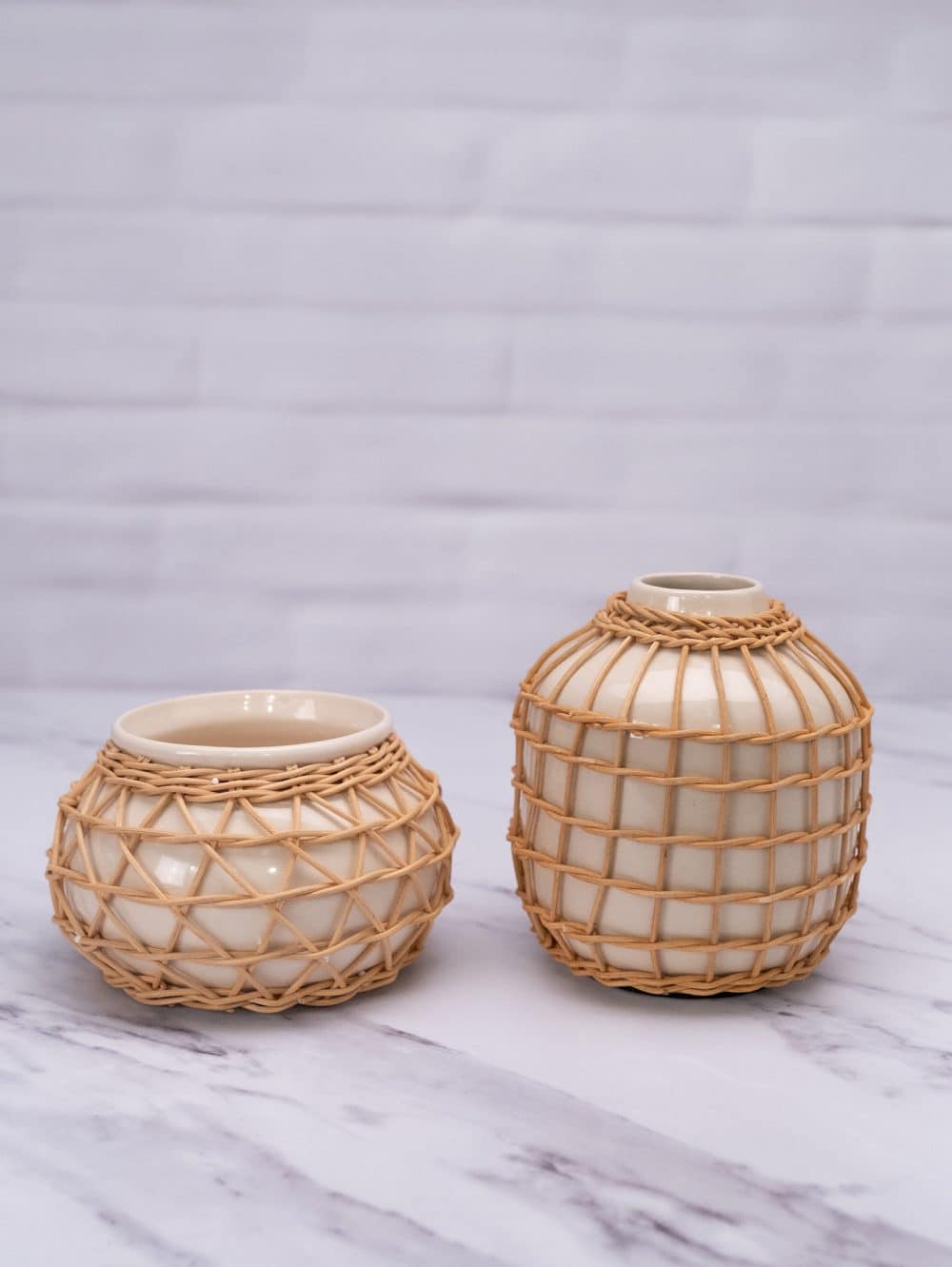 Rattan Vase White - Made Market Co.