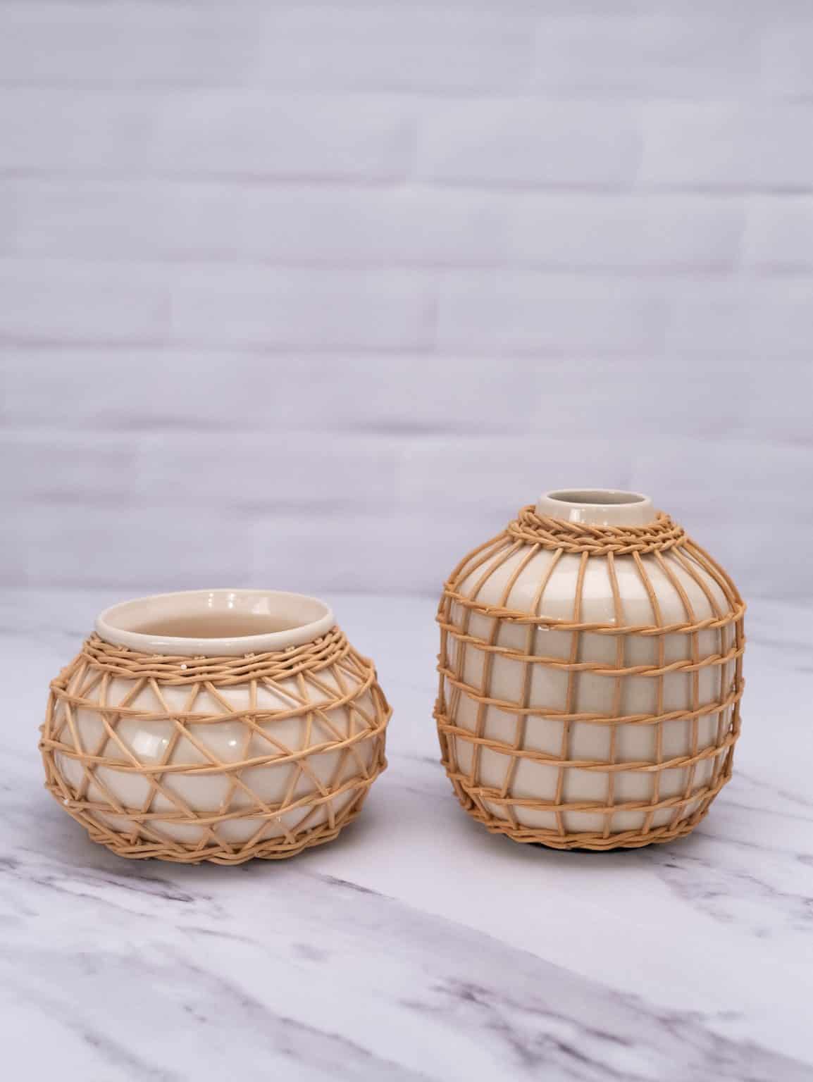 Rattan Vase White - Made Market Co.