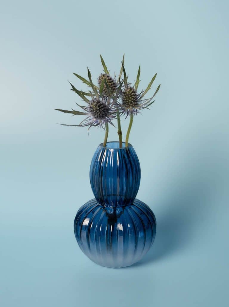 Ridged Frosted Vase Indigo - Made Market Co.