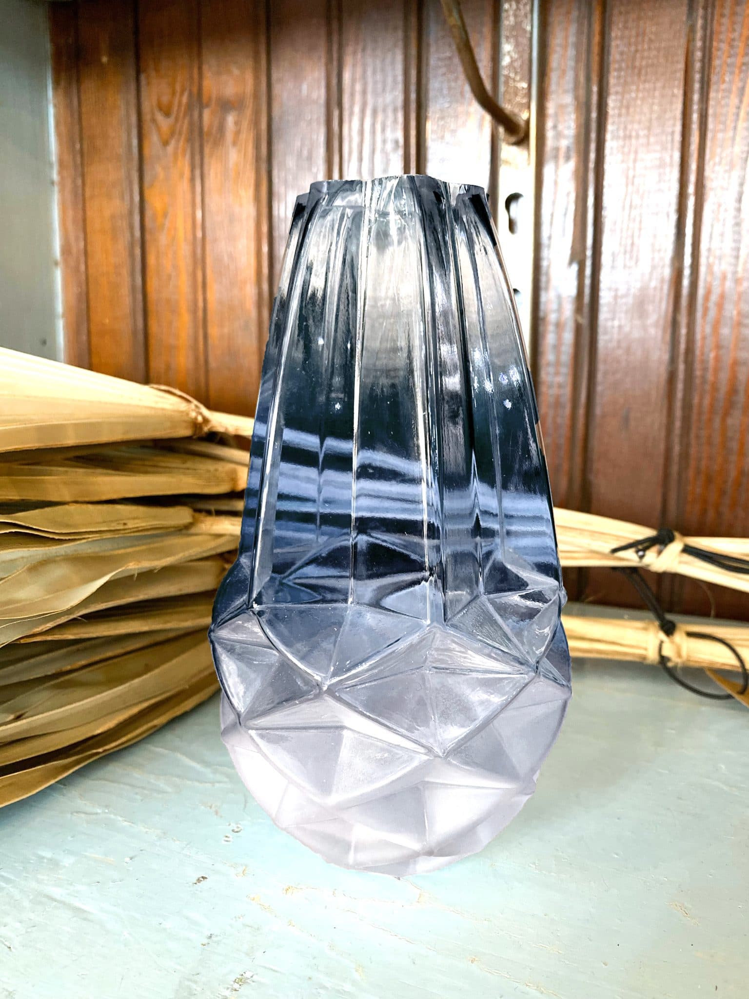 Faceted Frosted Vase Smoke - Made Market Co.