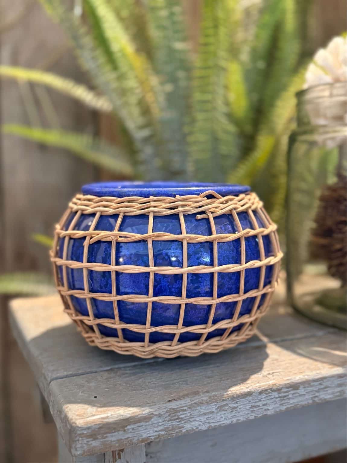 Rattan Planter White - Made Market Co.
