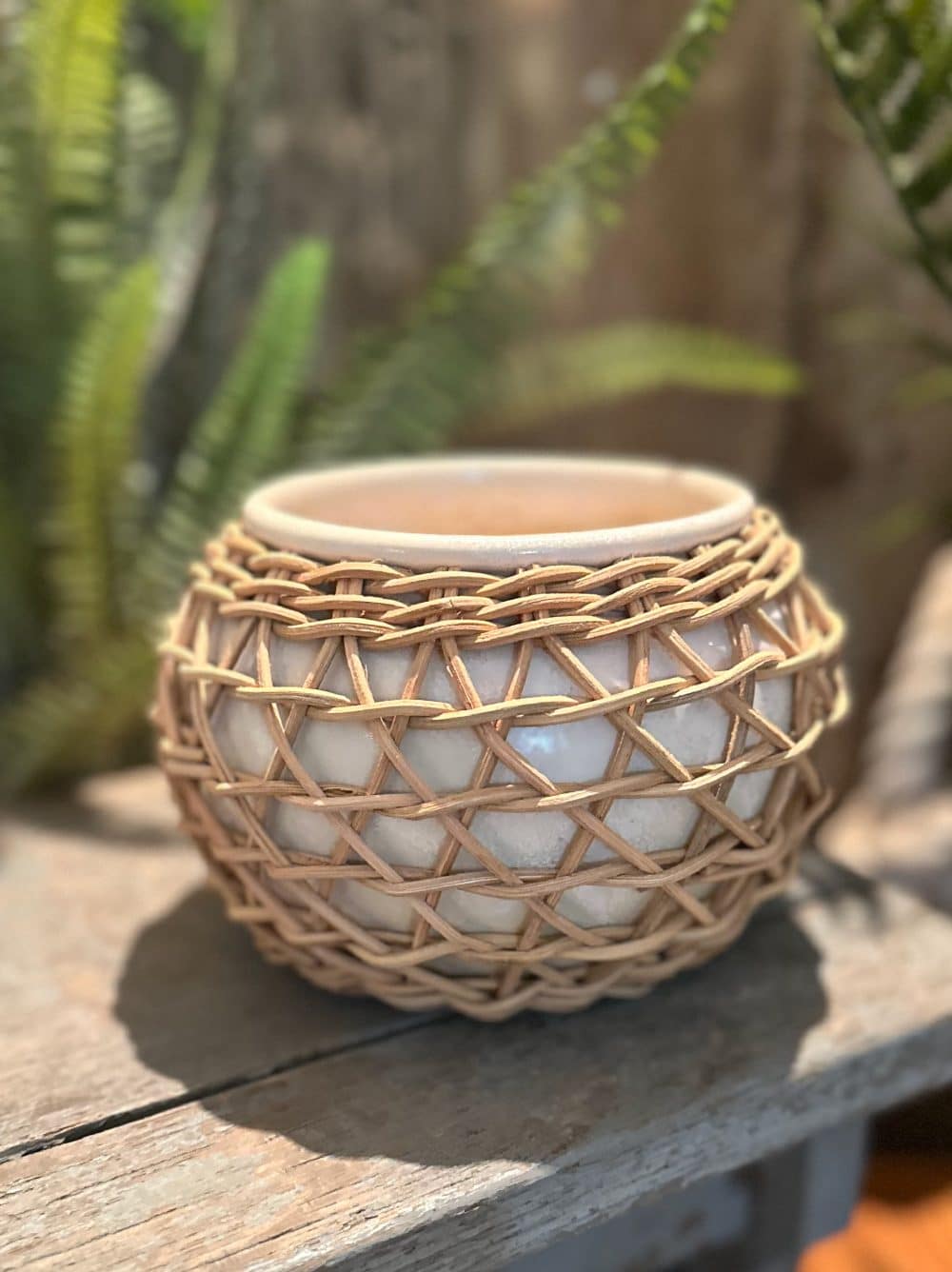 Rattan Planter White - Made Market Co.