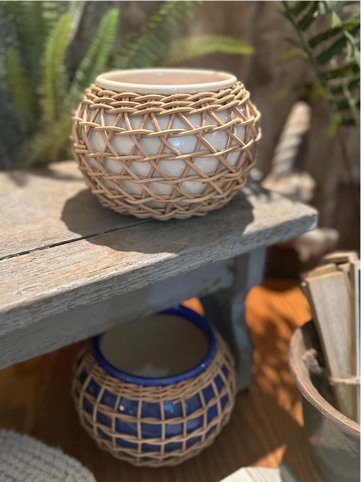 Rattan Planter White - Made Market Co.